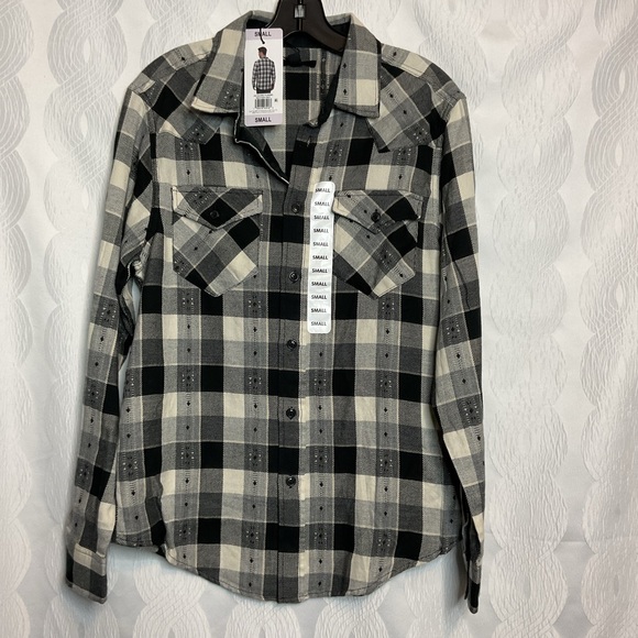 Frye | Shirts | Frye Mens Jacuard Flannel Black And Heather Grey ...